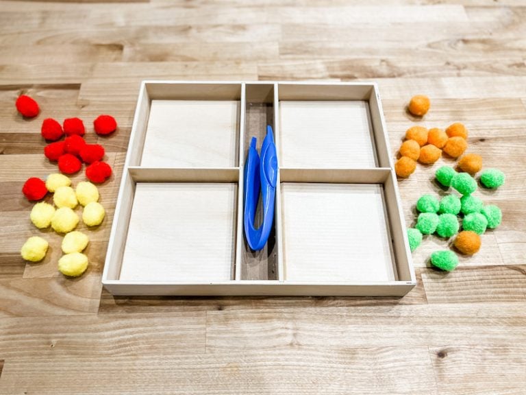 Pom Pom Color Sorting Activity Idea (with Tweezers for Fine Motor ...